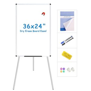 viz-pro magnetic whiteboard easel, 36 x 24 inches, portable dry erase board height adjustable for school office and home