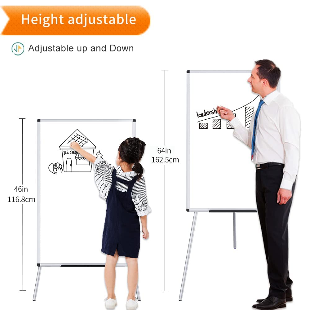 VIZ-PRO Magnetic Whiteboard Easel, 36 x 24 Inches, Portable Dry Erase Board Height Adjustable for School Office and Home