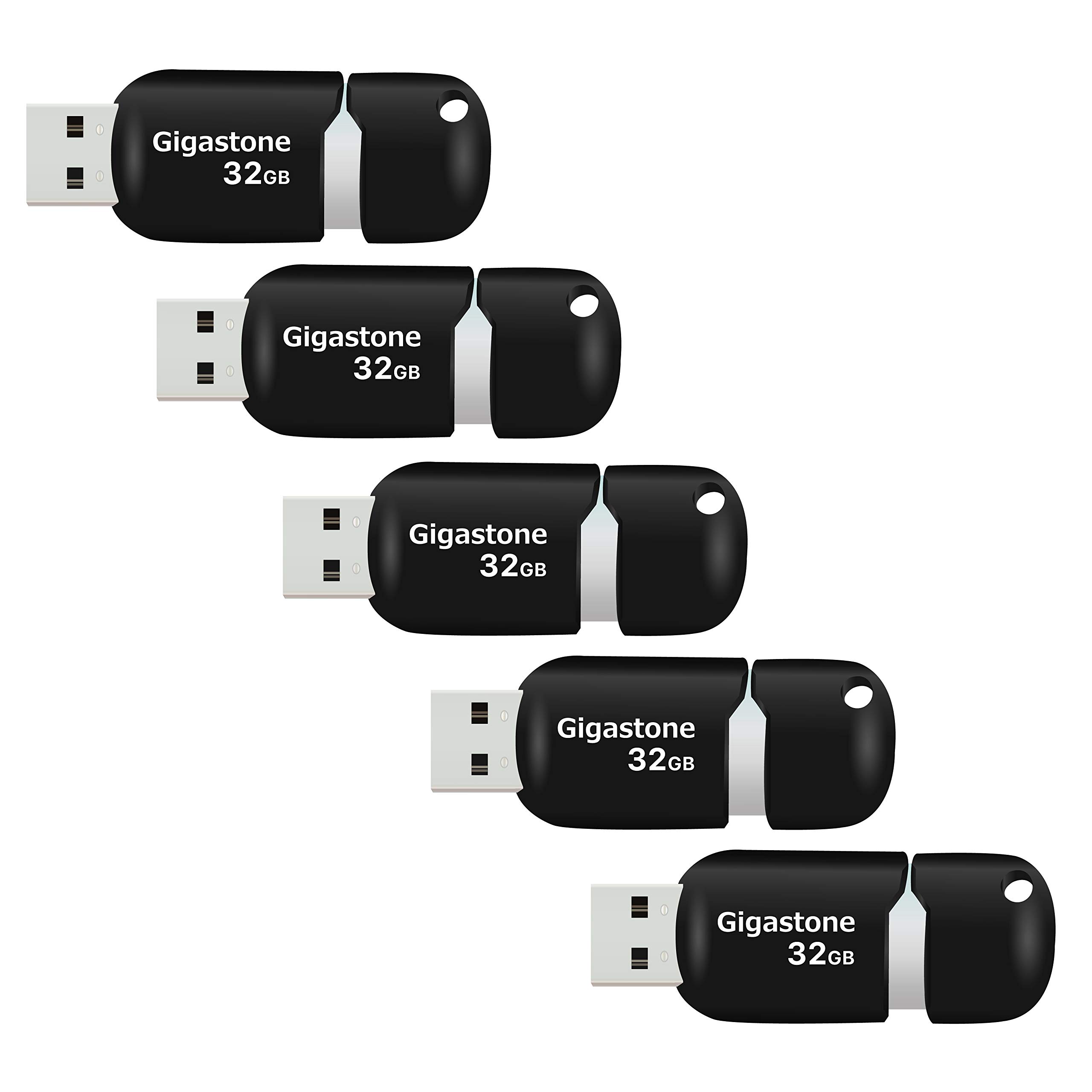 Gigastone V10 32GB 5-Pack USB 2.0 Flash Drive 32GB Flash Drive Thumb Drive Memory Stick Pen Drive Capless Retractable Design