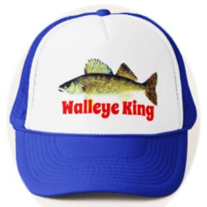 funny fun walleye king fish fishing fisherman adjustable mesh trucker hat baseball cap (for men women) black