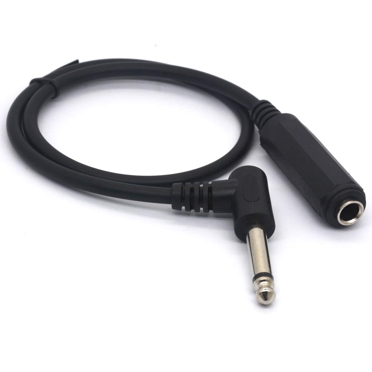 GLHONG Right Angle 6.35 Male to Female Cable, 1/4 Stereo TRS Headphone Extension Cord for Guitar AMP Synths Amplifier Speaker Piano