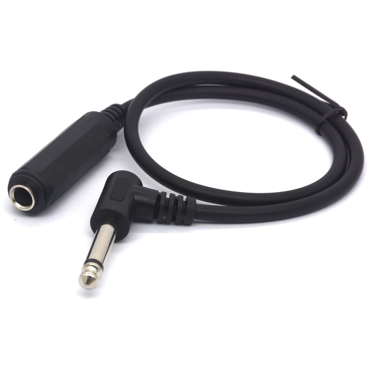 GLHONG Right Angle 6.35 Male to Female Cable, 1/4 Stereo TRS Headphone Extension Cord for Guitar AMP Synths Amplifier Speaker Piano