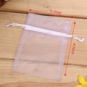 Staruby 100Pcs Organza Bags 3x4 Inches Drawstring Jewelry Gift Bags Mesh Pouches for Wedding Party Christmas Gifts Candy Bags, White