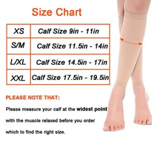 Halsy Women's Footless Compression Socks (20-30mmHg) 2 Pairs Medical Calf Compression Sleeve for Swelling, Shin Splint, Varicose Veins, Edema, Nurses & Maternity