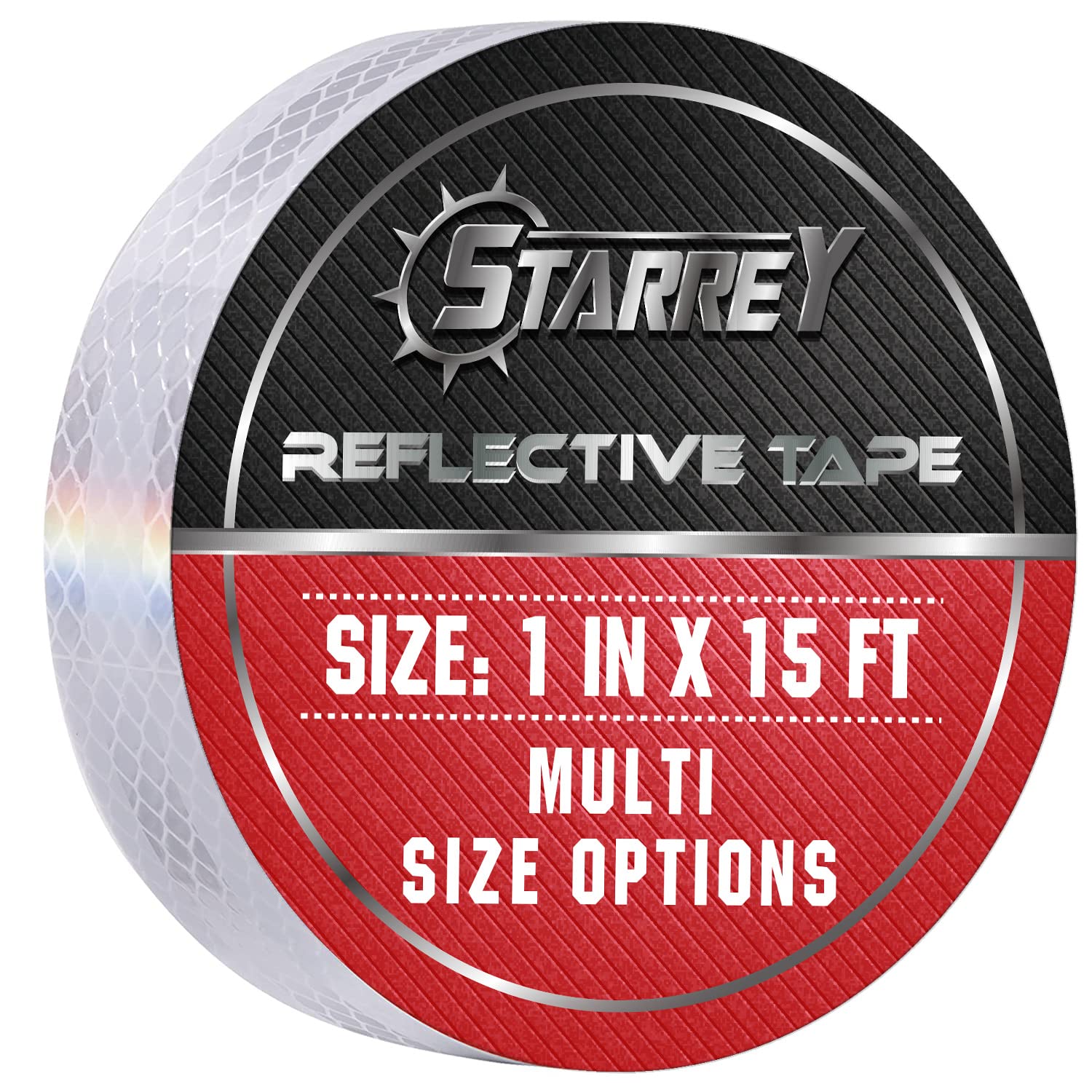 STARREY Reflective Tape 1 inch Wide 15 FT Long DOT-C2 High Intensity White - 1 inch Trailer Reflector Safety Conspicuity Tape for Vehicles Trucks Bikes Cargos Helmets