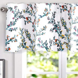 driftaway jasmine watercolor branch botanical thermal insulated energy saving window curtain valance for living room bedroom kitchen 2 layers 52 inch by 18 inch plus 2 inch header multi 1 pack