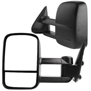 autosaver88 manual telescoping towing mirrors compatible with 1999-2007 chevy silverado gmc sierra 1500 2500 3500 (07 classic models only), side tow mirror for 2000-2006 suburban tahoe yukon truck