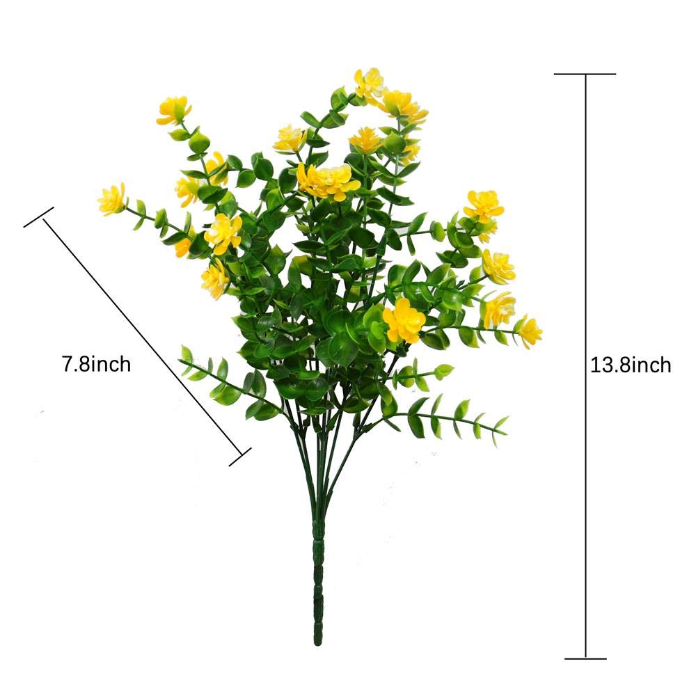 YXYQR Artificial Flowers Outdoor UV Resistant Fake Plastic Plants Outside Indoor Hanging Faux Greenery Shrubs Arrangement for Thanksgiving Vase Window Box Patio Home Decoration (Yellow)