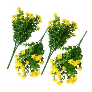 YXYQR Artificial Flowers Outdoor UV Resistant Fake Plastic Plants Outside Indoor Hanging Faux Greenery Shrubs Arrangement for Thanksgiving Vase Window Box Patio Home Decoration (Yellow)