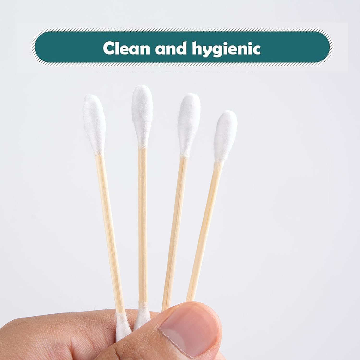 MONCOM Cotton Swabs 500 Count Double Round Thick Tips | Biodegradable & Organic Strong Wooden Sticks Cotton Swabs For Ears | Firm Qtips cotton swabs | Natural Cotton Buds, 3 inch, One Small box