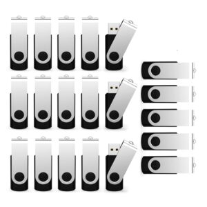 usb flash drive 2gb 20 pack, bulk usb 2.0 flash drives thumb drive swivel memory stick jump drive pen drive, black, 2 gb, 20 pieces