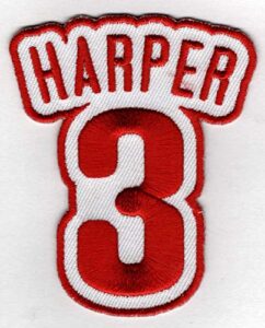 bryce harper #3 patch - jersey number red/white embroidered diy sew or iron-on patch usa seller