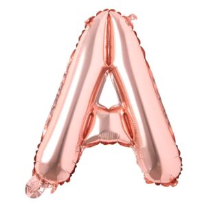 16" inch single rose gold alphabet letter number balloons aluminum hanging foil film balloon wedding birthday party decoration banner air mylar balloons (16 inch rose gold a)