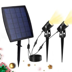 dinglilighting led solar landscape spotlights, waterproof solar powered wall lights 2-in-1 outdoor solar landscaping light for yard garden driveway porch walkway pool patio warm lighting