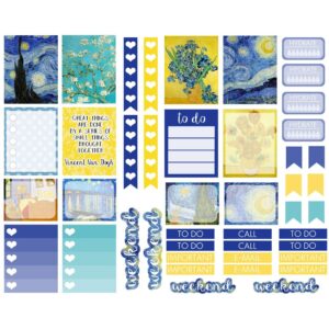 seasonstorm van gogh painting style precut waterproof decoration album planner stickers scrapbooking diary sticky paper flakes (pk413)