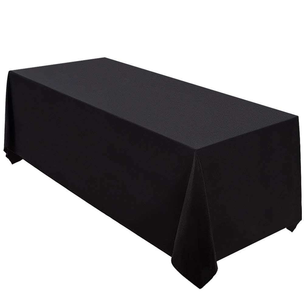 Surmente Tablecloth 90 * 156-inch Rectangular Polyester Table Cloth，Dining Table Cover for Weddings, Banquets, or Restaurants Indoor and Outdoor(Black)……