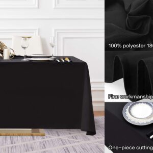 Surmente Tablecloth 90 * 156-inch Rectangular Polyester Table Cloth，Dining Table Cover for Weddings, Banquets, or Restaurants Indoor and Outdoor(Black)……