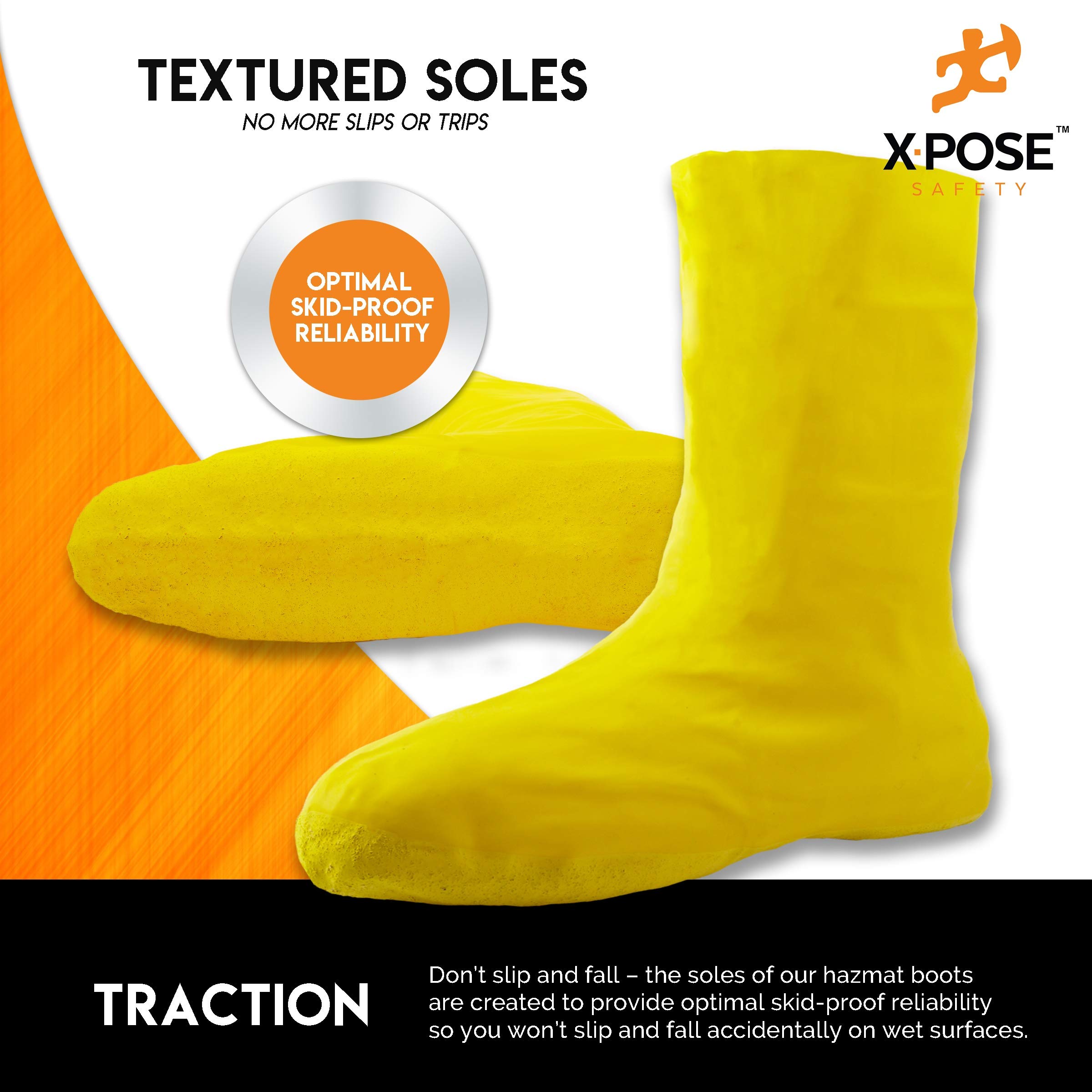 Hazmat Boot and Shoe Covers For Hazardous Materials - Explosives, Gases, Flammable Liquids, Peroxide and More – Medium Yellow 12" Over the Shoe Protectors - by Xpose Safety