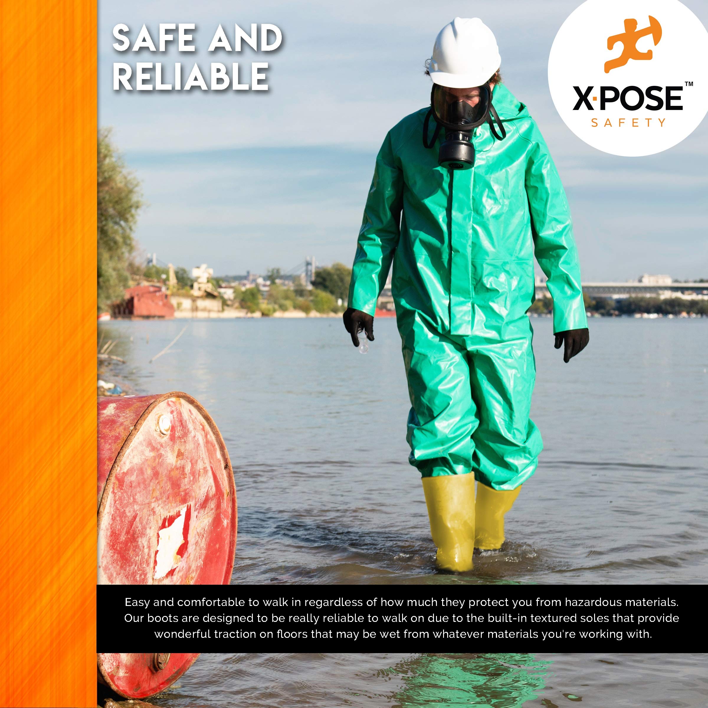 Hazmat Boot and Shoe Covers For Hazardous Materials - Explosives, Gases, Flammable Liquids, Peroxide and More – Medium Yellow 12" Over the Shoe Protectors - by Xpose Safety