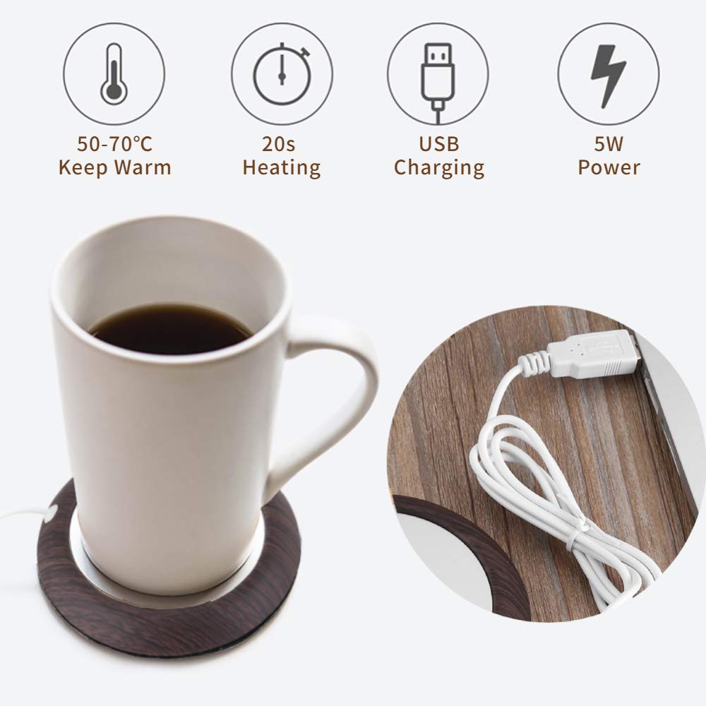 Coffee Mug Warmer, Electric USB Cup Heater Pad for Desk, Cup Warmer Heat Beverage Mug Mat Home Office Desktop Heated Coffee Tea Mug Pad