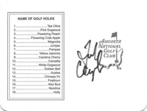 fred couples autographed golf score card (augusta masters tournament) - autographed golf scorecards