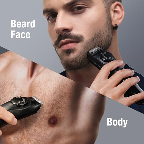 SUPRENT Adjustable Beard Trimmer for Men, Cordless Electric Beard Trimmer with Precision Dial, USB Rechargeable 19 Length Settings Mustache Trimmer for Mens Gifts