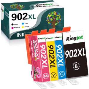 kingjet 902xl ink cartridges for hp printers replacement for hp 902xl 902 902 xl combo pack for hp officejet pro 6978 6968 6970 6958 6962 6975 6960 6954 printer, 4 pack for hp 902 ink cartridges