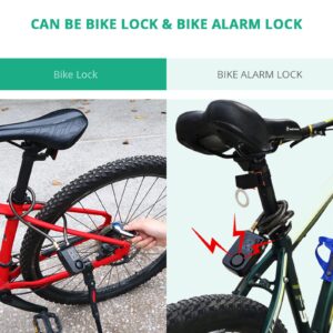 WSDCAM Bike Lock Alarm with Remote Universal Security Alarm Lock System Anti-Theft Vibration Alarm for Bicycle Motorcycle Door Gate Lock 110dB,31.49 inch Cable Length, IP55 waterproof Alarm Cable Lock