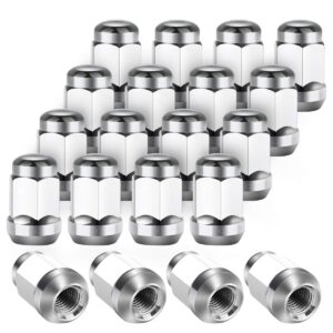 chrome lug nuts - 12x1.5 closed end bulge acorn lug nuts - cone seat - 19mm hex wheel lug nuts compatible for 2009-2019 ford escape, 2012-2019 ford focus, 2009-2019 ford fusion, pack of 20 pcs