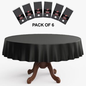 neatiffy 84 inch 6 pack disposable round plastic tablecloths picnic/camping/party/banquet table cover. table cloth for round 84" tables, (black)