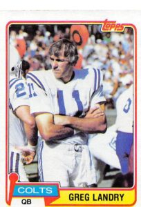 1981 topps #102 greg landry colts nfl football card nm-mt