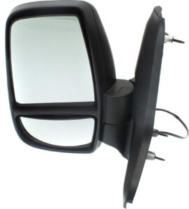 kool-vue fd335el power mirror compatible with ford transit van 15-17 left side manual folding non-heated medium/high roof textured black