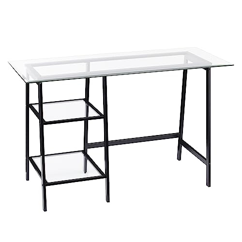 SEI FURNITURE Avery Metal & Glass A-Frame Writing Desk, Black.