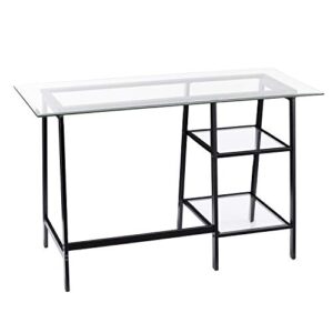 SEI FURNITURE Avery Metal & Glass A-Frame Writing Desk, Black.