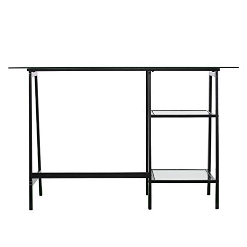 SEI FURNITURE Avery Metal & Glass A-Frame Writing Desk, Black.