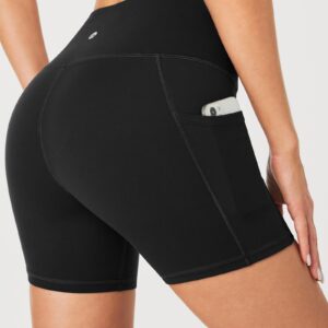 Heathyoga Biker Shorts Women Tummy Control 5" Workout Shorts Women with Pockets High Waisted Spandex Shorts for Gym Yoga