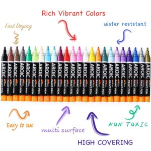 AROIC 36 Pack Paint Pens for Rock Painting - Write On Anything. Paint pens for Rock, Wood, Metal, Plastic, Glass, Canvas, Ceramic & More! Low-Odor, Oil-Based, Medium-Tip Paint Markers