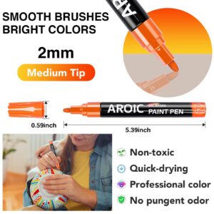 AROIC 36 Pack Paint Pens for Rock Painting - Write On Anything. Paint pens for Rock, Wood, Metal, Plastic, Glass, Canvas, Ceramic & More! Low-Odor, Oil-Based, Medium-Tip Paint Markers