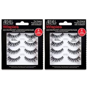 ardell demi wispies false eyelashes black, eye make-up enhancement, full volume strip lashes - 4 pairs, 2 pack