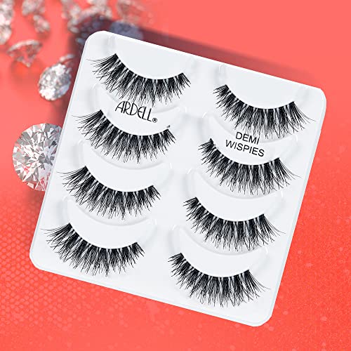 Ardell Demi Wispies False Eyelashes Black, Eye Make-Up Enhancement, Full Volume Strip Lashes - 4 pairs, 2 Pack