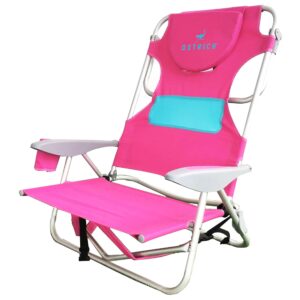 ostrich ladies comfort & on-your-back lightweight beach reclining lawn chair with backpack straps, outdoor furniture for pool, camping, or patio, pink