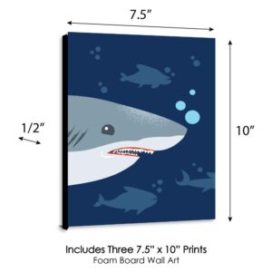 Big Dot of Happiness Shark Zone - Nursery Wall Art, Kids Room Decor and Jawsome Shark Home Decoration - Gift Ideas - 7.5 x 10 inches - Set of 3 Prints