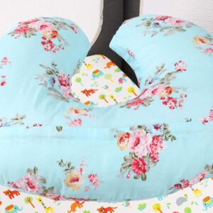 Knlpruhk Floral Nursing Pillow Cover Set 2 Pack Jersey Knit Soft Hypoallergenic Slipcovers for Breastfeeding Moms Baby Girl Boy Fits On Infant Nursing Pillow