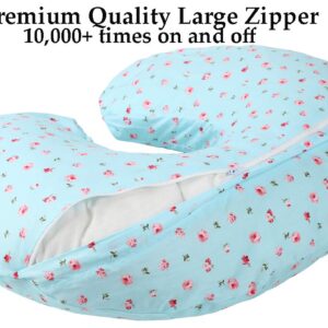 Knlpruhk Floral Nursing Pillow Cover Set 2 Pack Jersey Knit Soft Hypoallergenic Slipcovers for Breastfeeding Moms Baby Girl Boy Fits On Infant Nursing Pillow