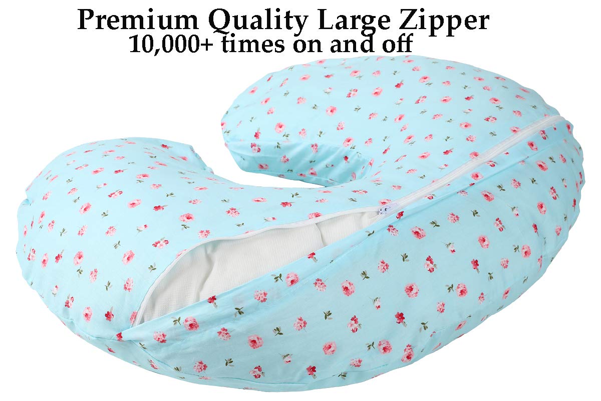 Knlpruhk Floral Nursing Pillow Cover Set 2 Pack Jersey Knit Soft Hypoallergenic Slipcovers for Breastfeeding Moms Baby Girl Boy Fits On Infant Nursing Pillow