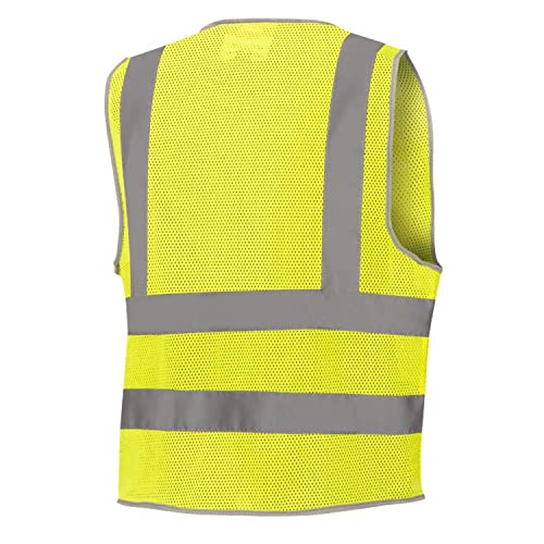 Pioneer Hi Vis Safety Vest for Men & Women - Reflective Cooling Mesh - 8 Pockets - Class 2 - Construction, Traffic, Security