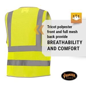 Pioneer Hi Vis Safety Vest for Men & Women - Reflective Cooling Mesh - 8 Pockets - Class 2 - Construction, Traffic, Security