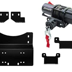 SuperATV Black Ops 3500 lb Winch with Winch Mounting Plate for 2014+ Honda Pioneer 700 / Honda Pioneer 700-4 | Complete Winch Kit Ready for Quick & Easy Install | Powder Coated Heavy Duty Steel Plate