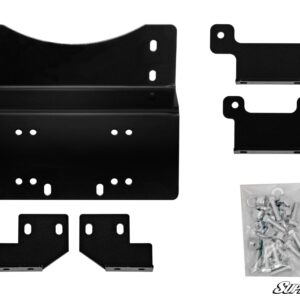 SuperATV Black Ops 3500 lb Winch with Winch Mounting Plate for 2014+ Honda Pioneer 700 / Honda Pioneer 700-4 | Complete Winch Kit Ready for Quick & Easy Install | Powder Coated Heavy Duty Steel Plate