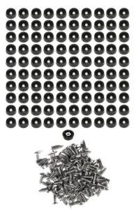 100 small soft round rubber feet w/screws - .250 h x .671 d - non slip - removable insert - made in usa - non marking. food safe, rohs & prop 65 free - cutting boards, electronics, crafts